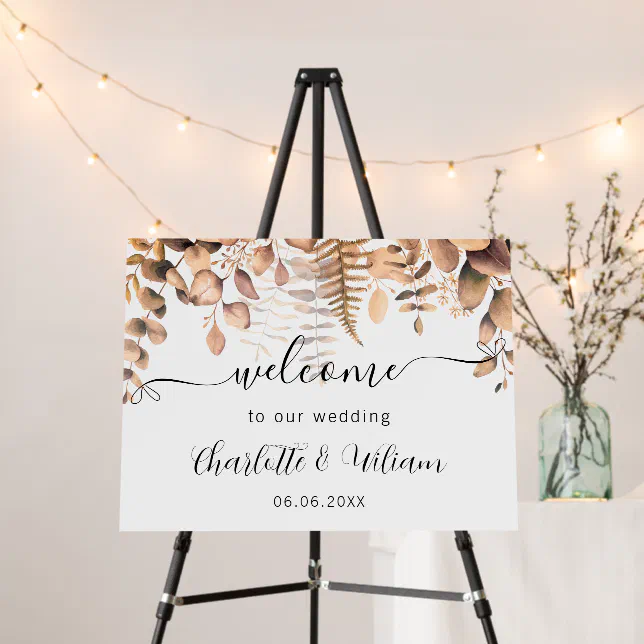 Wedding eucalyptus fall script welcome foam board | Zazzle