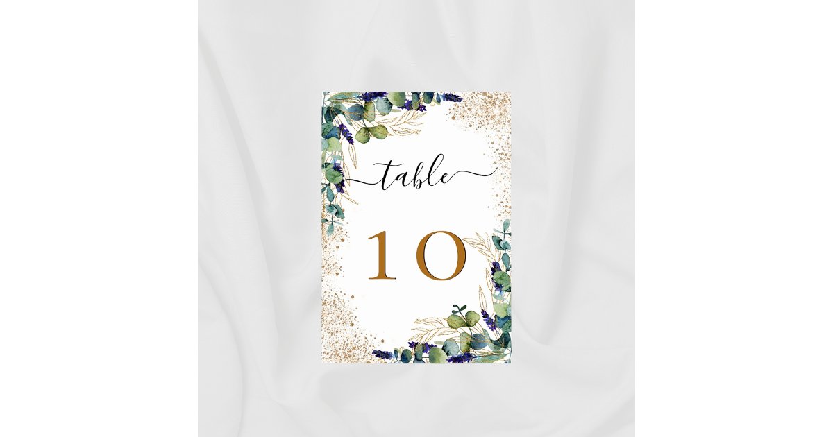 Wedding eucalyptus greenery elegant table number | Zazzle