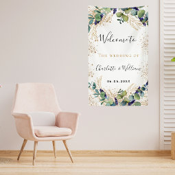 Wedding eucalyptus greenery elegant welcome banner | Zazzle