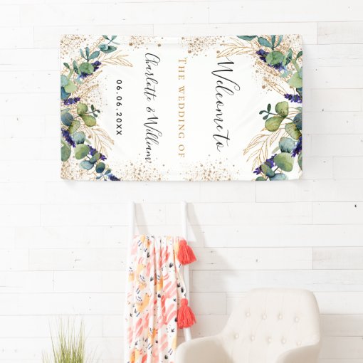 Wedding eucalyptus greenery elegant welcome banner | Zazzle