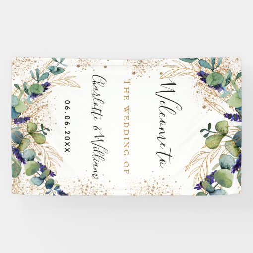 Wedding eucalyptus greenery elegant welcome banner | Zazzle