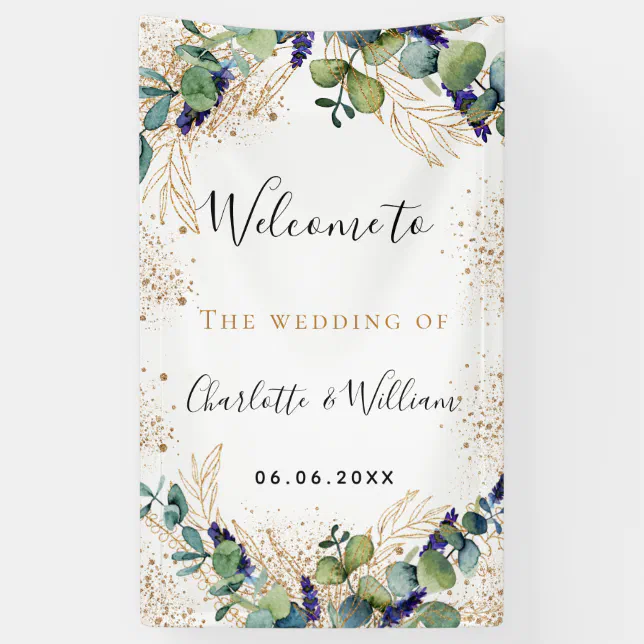 Wedding eucalyptus greenery elegant welcome banner | Zazzle