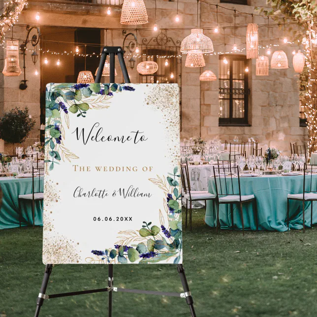 Wedding eucalyptus greenery elegant welcome foam board | Zazzle