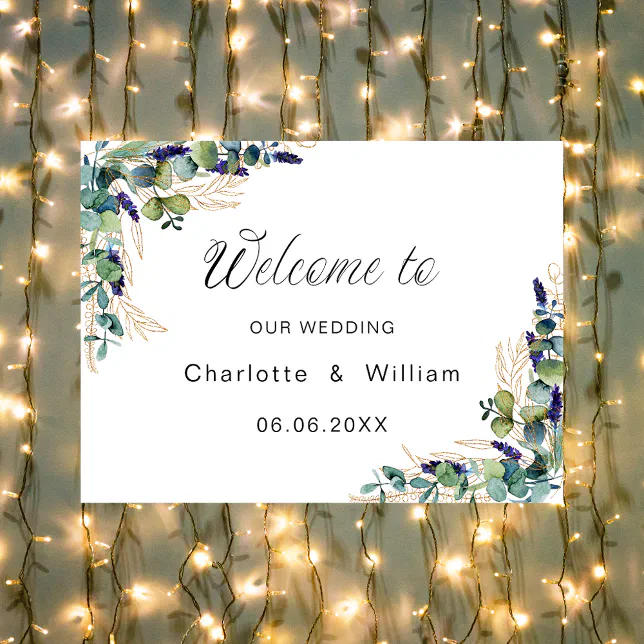 Wedding eucalyptus greenery elegant welcome poster | Zazzle
