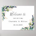 Wedding eucalyptus greenery elegant welcome poster | Zazzle