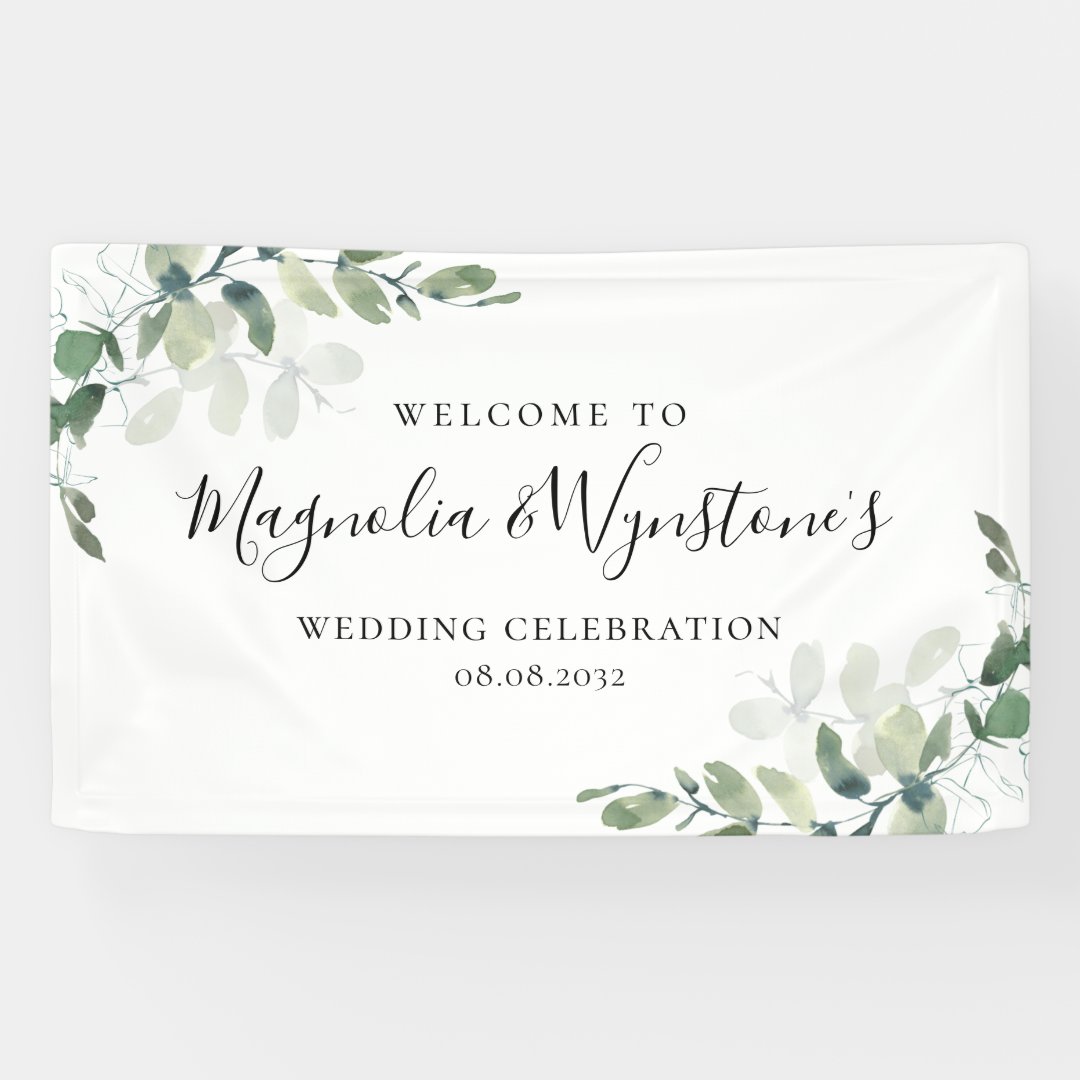 Wedding Eucalyptus Greenery Welcome Banner | Zazzle