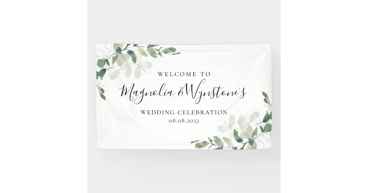 Wedding Eucalyptus Greenery Welcome Banner | Zazzle