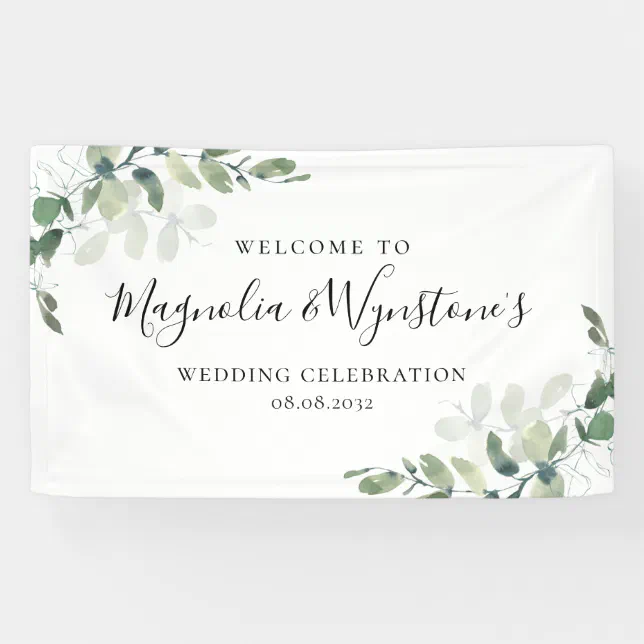 Wedding Eucalyptus Greenery Welcome Banner | Zazzle