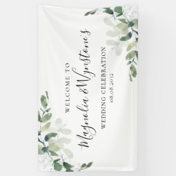 Wedding Eucalyptus Greenery Welcome Banner | Zazzle