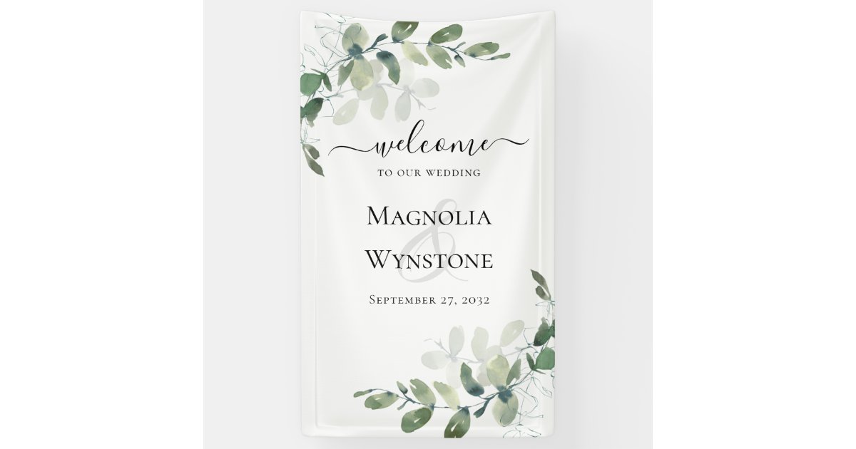 Wedding Eucalyptus Greenery Welcome Banner | Zazzle