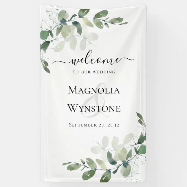 Wedding Eucalyptus Greenery Welcome Banner | Zazzle