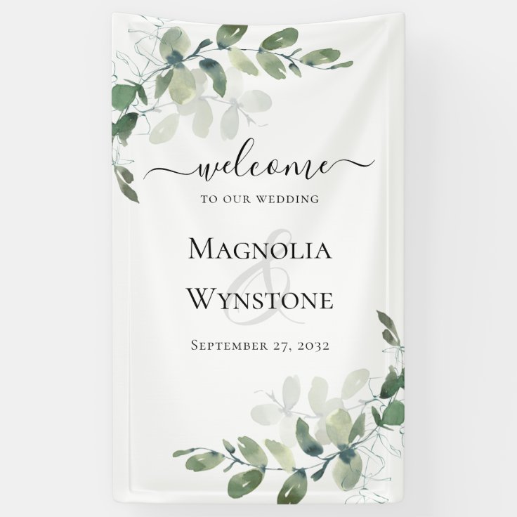 Wedding Eucalyptus Greenery Welcome Banner | Zazzle