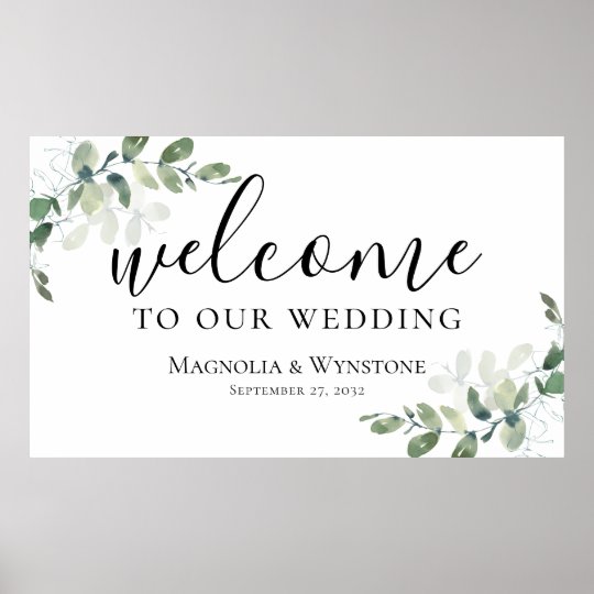 Wedding Eucalyptus Greenery Welcome Poster | Zazzle.com