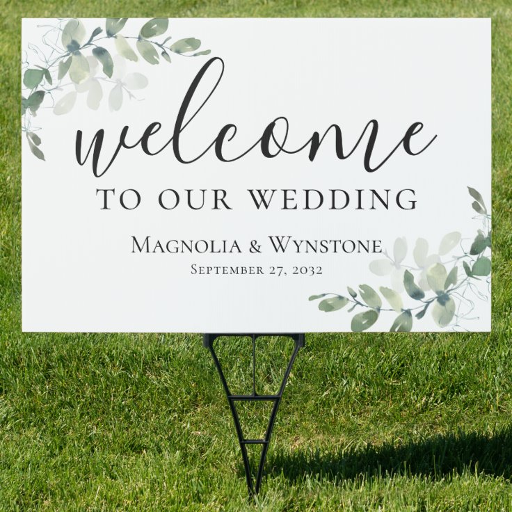 Wedding Eucalyptus Greenery Welcome Sign | Zazzle