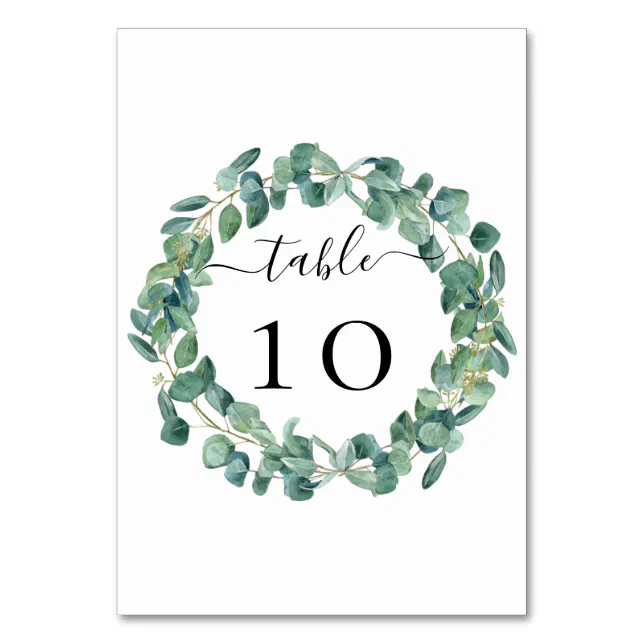 Wedding eucalyptus greenery wreath table number | Zazzle