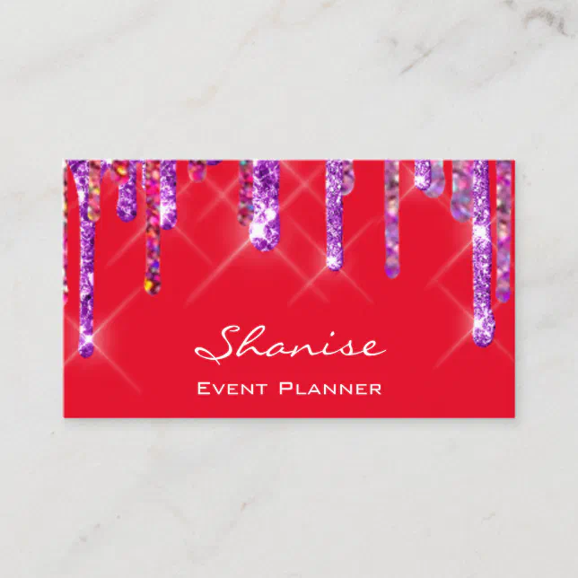 Wedding Event Planner Violet Drips Purple Red Business Card | Zazzle