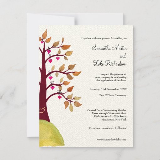 Wedding Fall Autumn Love Heart Tree Carving Invite | Zazzle