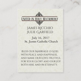 Wedding Favor Bride Groom Catholic Holy Card | Zazzle