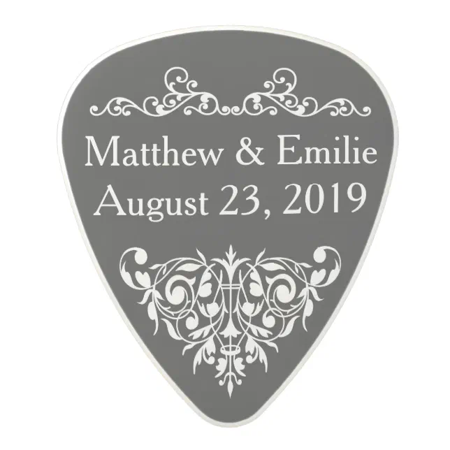 Wedding Favor - Ornate Black Polycarbonate Guitar Pick | Zazzle