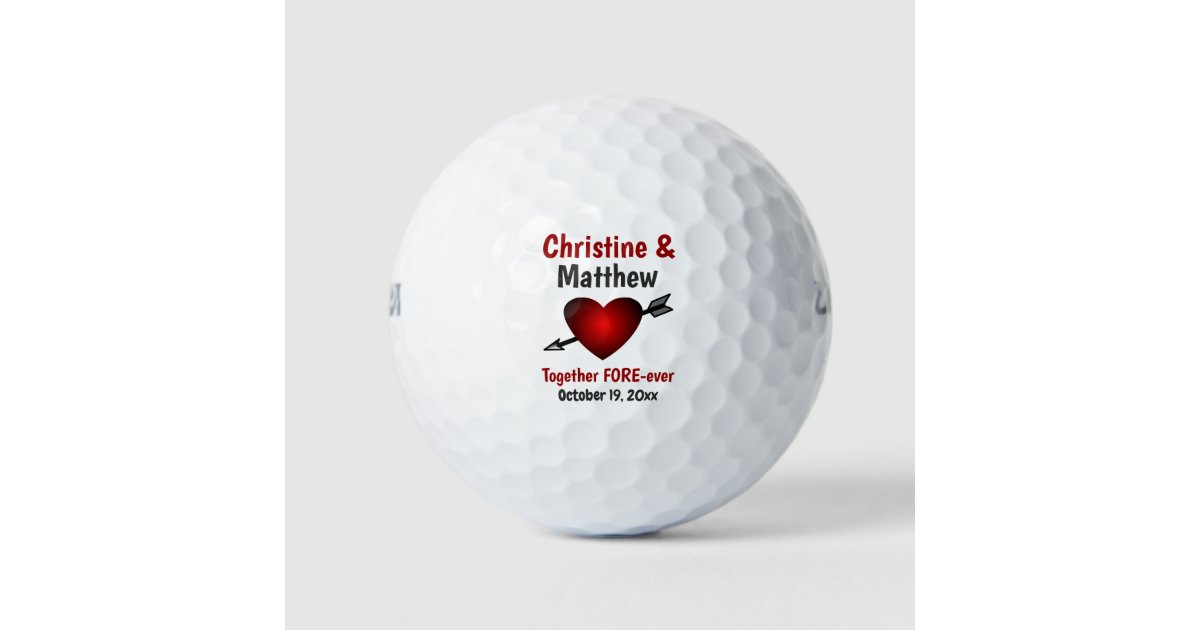 Wedding Favor Red Heart Love Forever Golf Balls | Zazzle