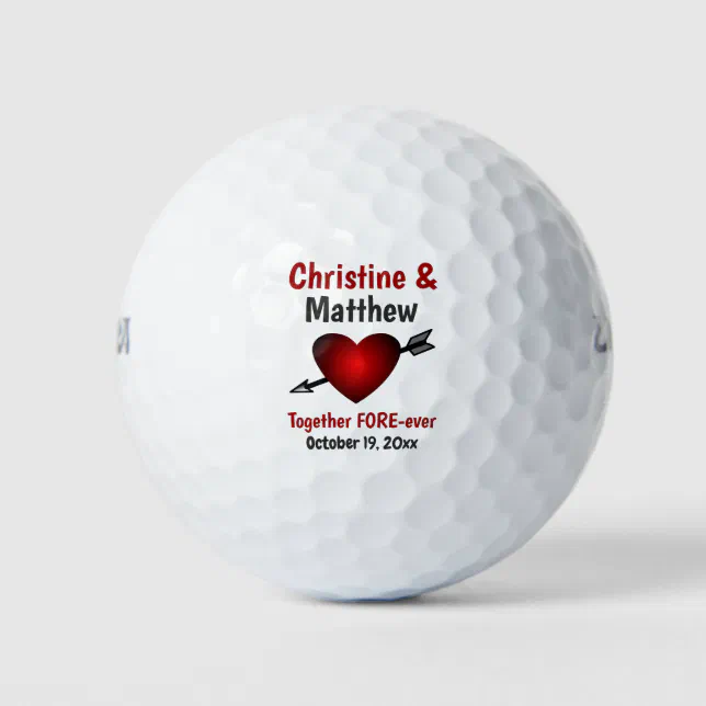Wedding Favor Red Heart Love Forever Golf Balls | Zazzle