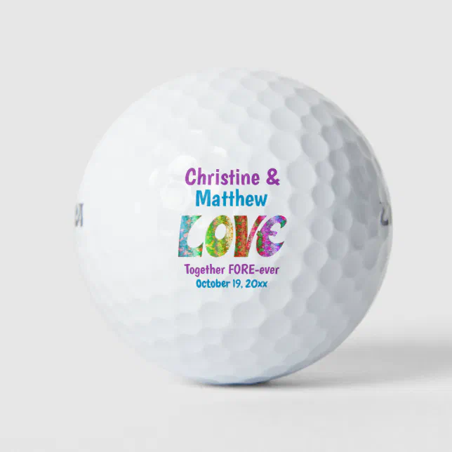 Wedding Favor Retro Vintage Colorful Love Golf Balls | Zazzle