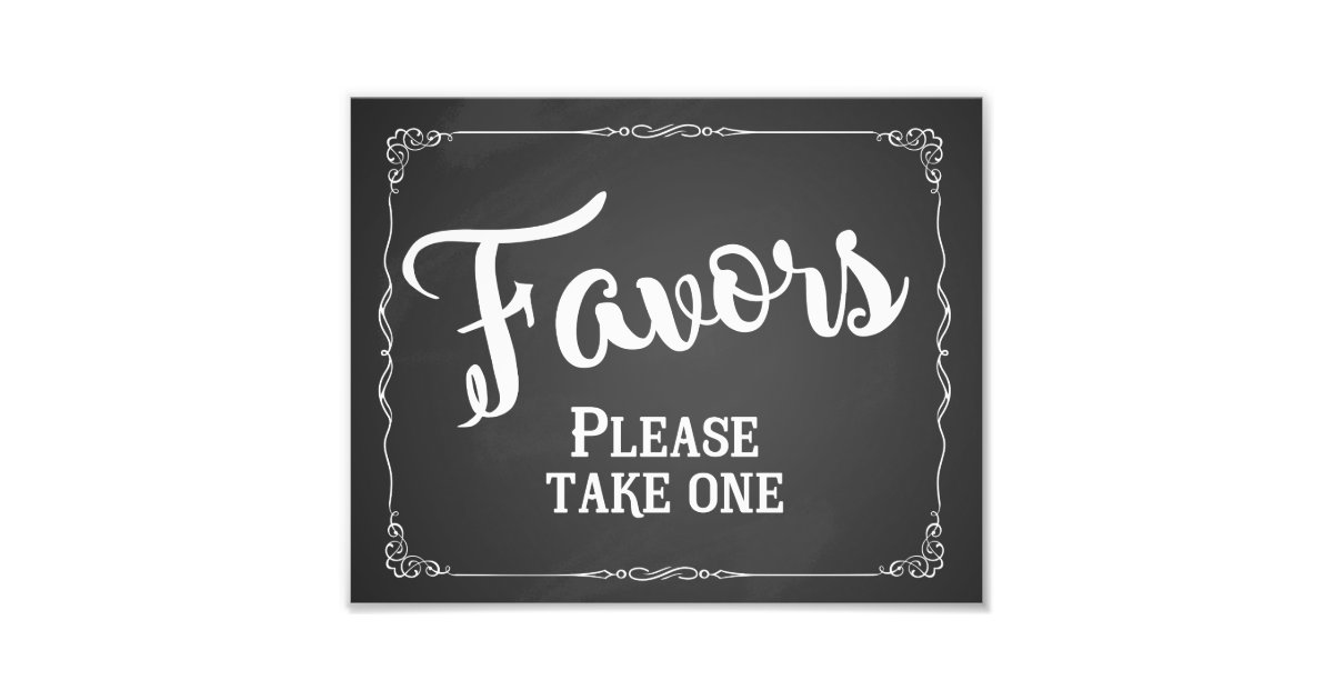 Wedding favor sign, party favor chalkboard photo print | Zazzle