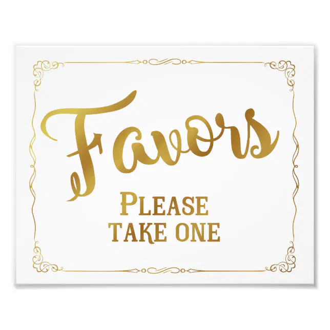 Wedding favor sign, party favor, gold, custom photo print | Zazzle