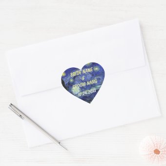 Wedding favor stickers. Starry Night Heart Sticker | Zazzle