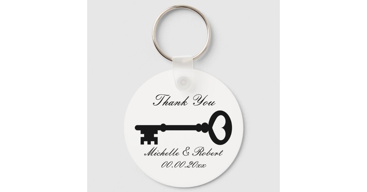Wedding favor thank you keychains with vintage key | Zazzle