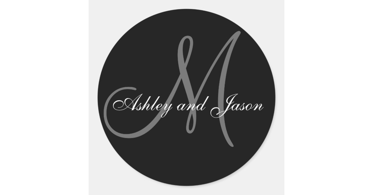 Wedding Favour Sticker Monogram Names Template | Zazzle