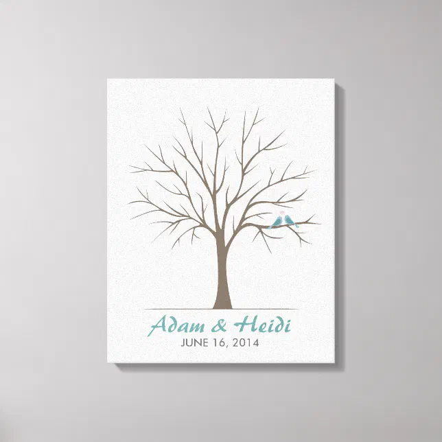 Wedding Fingerprint Tree – Classic Love Birds Canvas Print | Zazzle