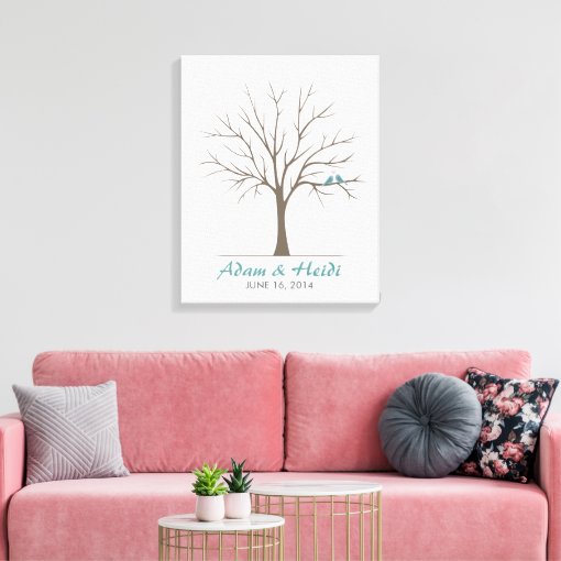 Wedding Fingerprint Tree – Classic Love Birds Canvas Print | Zazzle