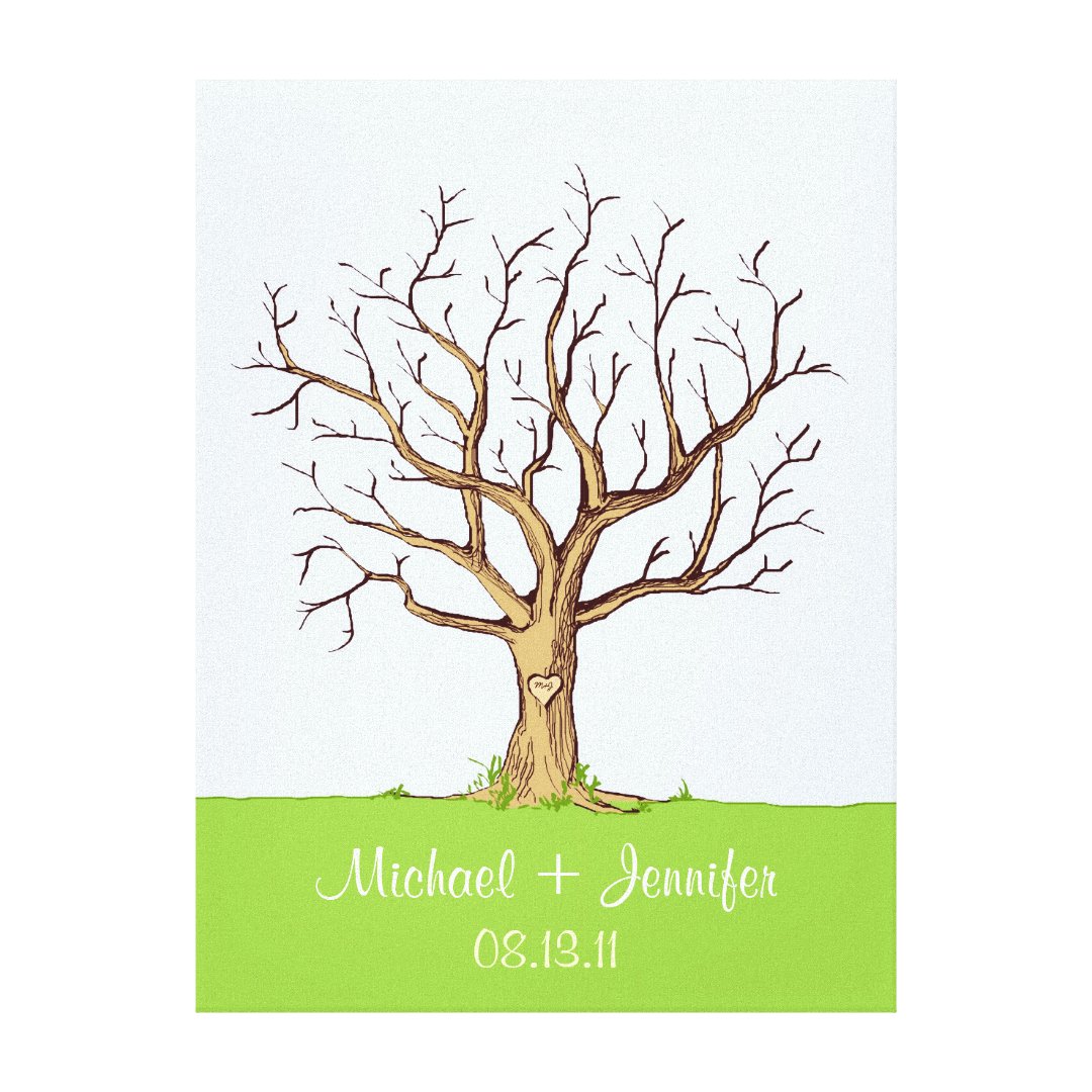 Wedding Fingerprint Tree (Color) Canvas Print | Zazzle
