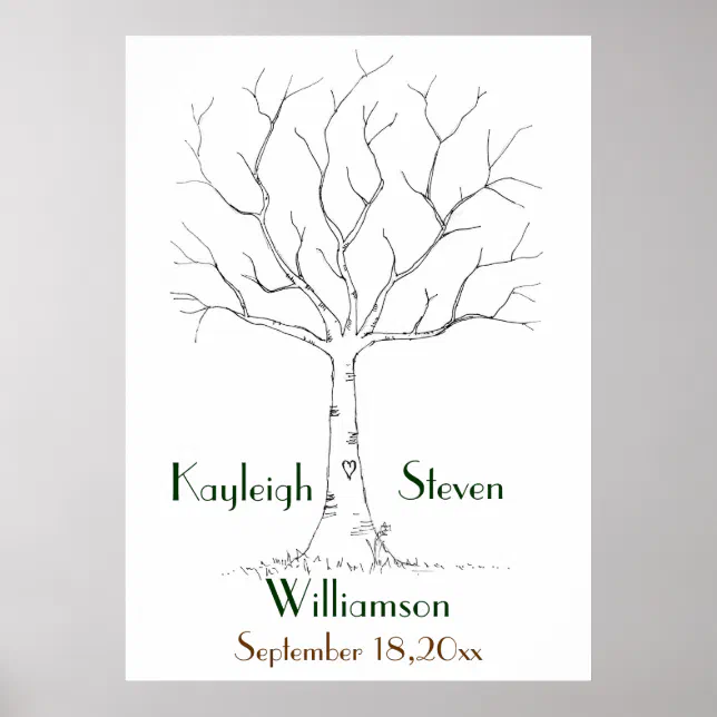 Wedding Fingerprint Tree Poster | Zazzle