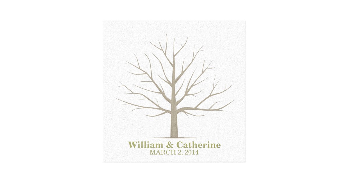 Wedding Fingerprint Tree - Square Canvas | Zazzle