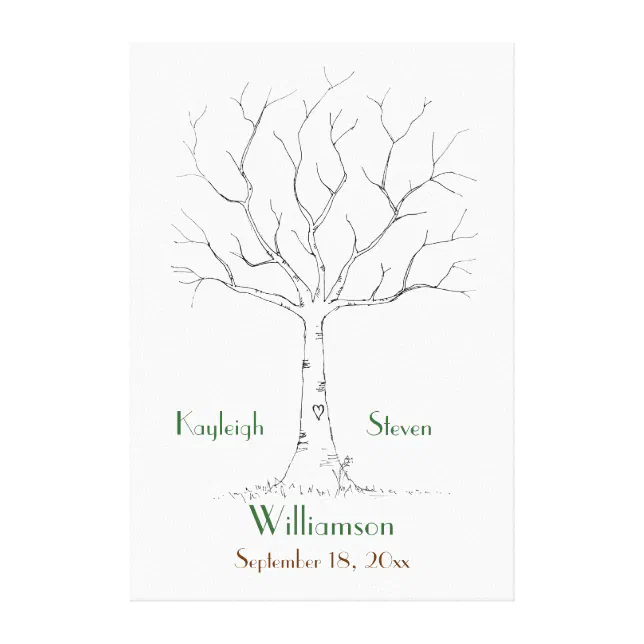 Wedding Fingerprint Tree Stretched Canvas Print | Zazzle