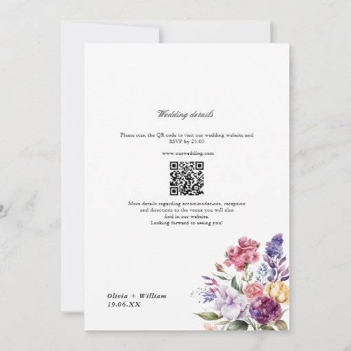 Wedding Floral Garden QR Code All In One Invitation | Zazzle