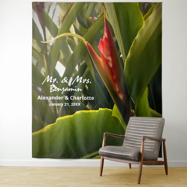 Wedding Floral Red Flower Photo Booth Backdrop | Zazzle