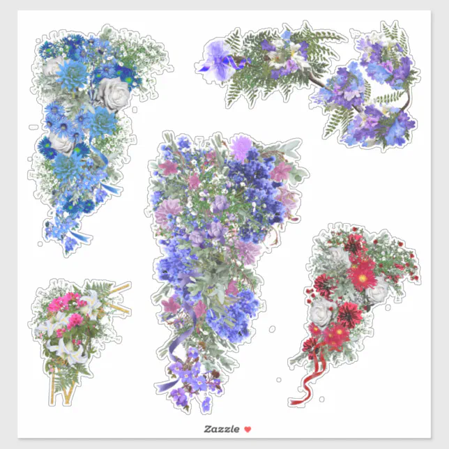 Wedding Flower Bouquets Sticker | Zazzle
