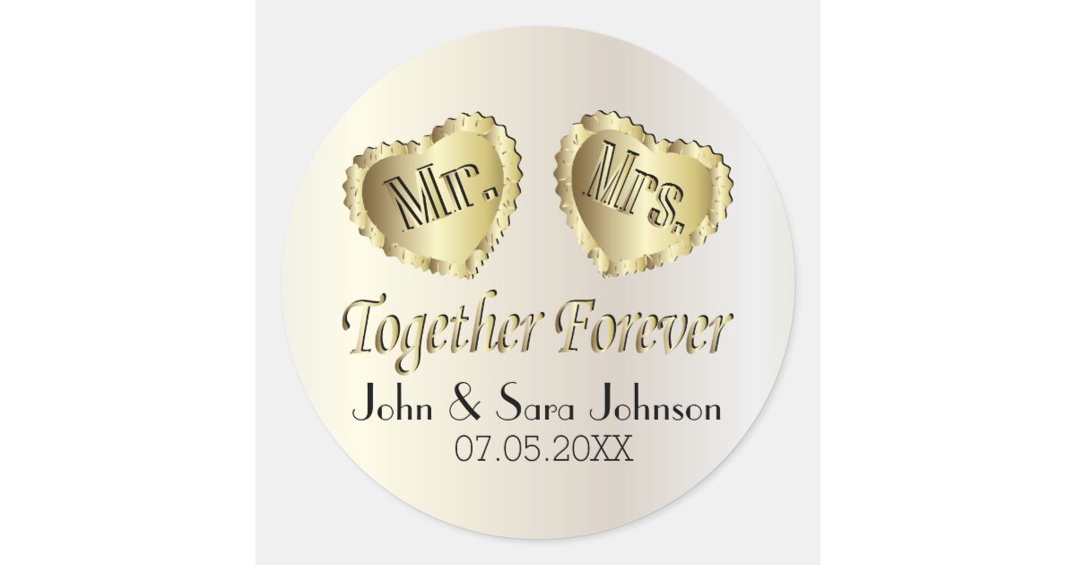 Wedding for the Bride and Groom | Personalize Classic Round Sticker ...