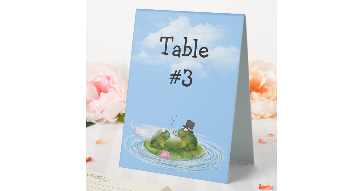 Wedding Frogs on Lily Pad Table Tent Sign | Zazzle