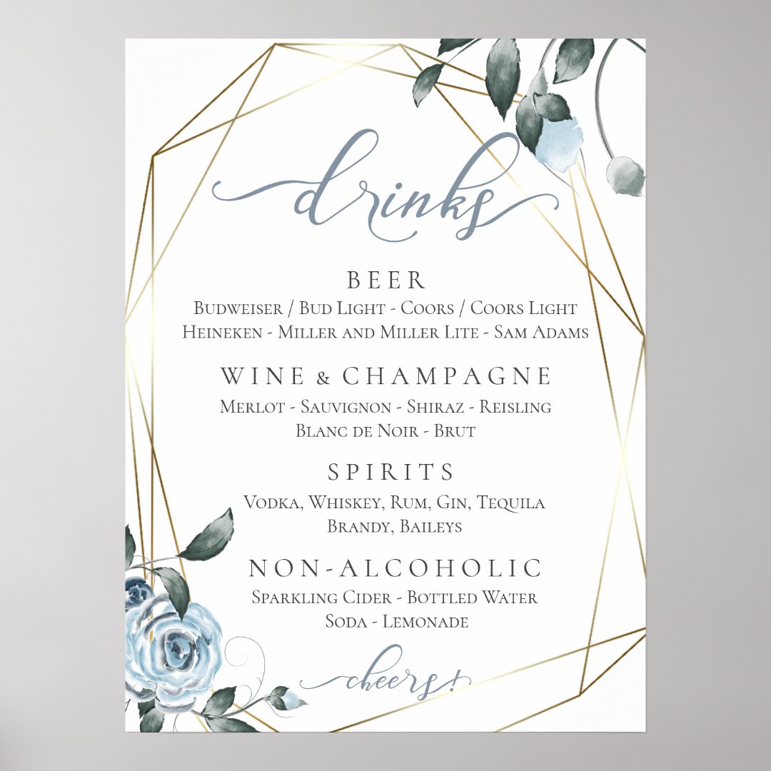 Wedding Full Bar Menu Sign | Zazzle