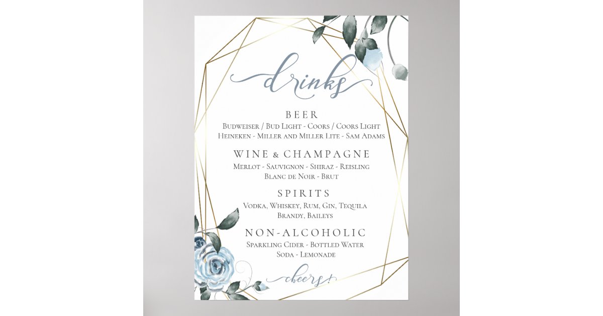 Wedding Full Bar Menu Sign | Zazzle