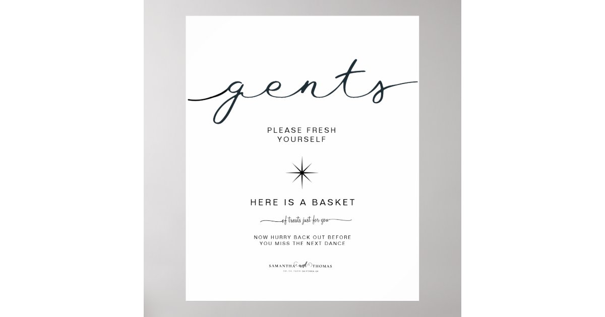 Wedding Gents Bathroom Basket Poster | Zazzle