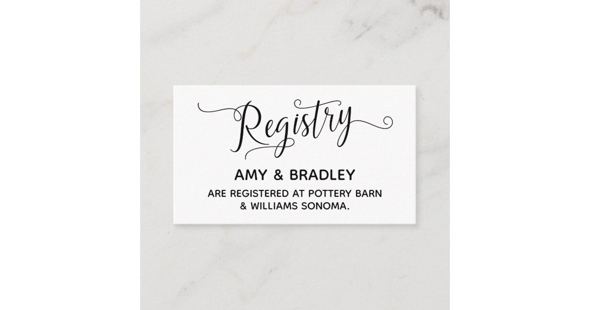Wedding Gift Registry Cards w/ Elegant Script | Zazzle