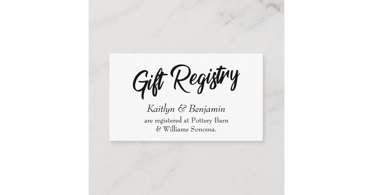 Wedding Gift Registry Cards w/ Handwriting Script | Zazzle