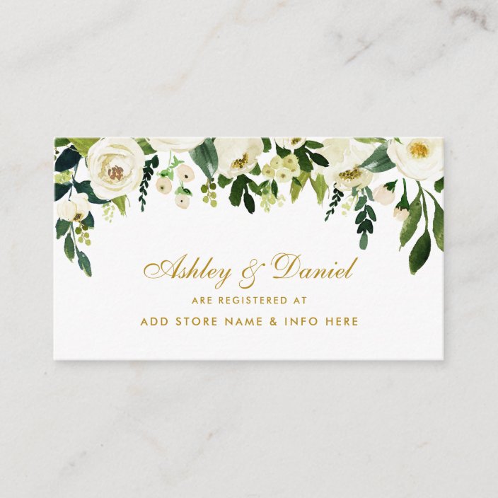 Wedding Gold Green Floral Registry Insert Card | Zazzle.com