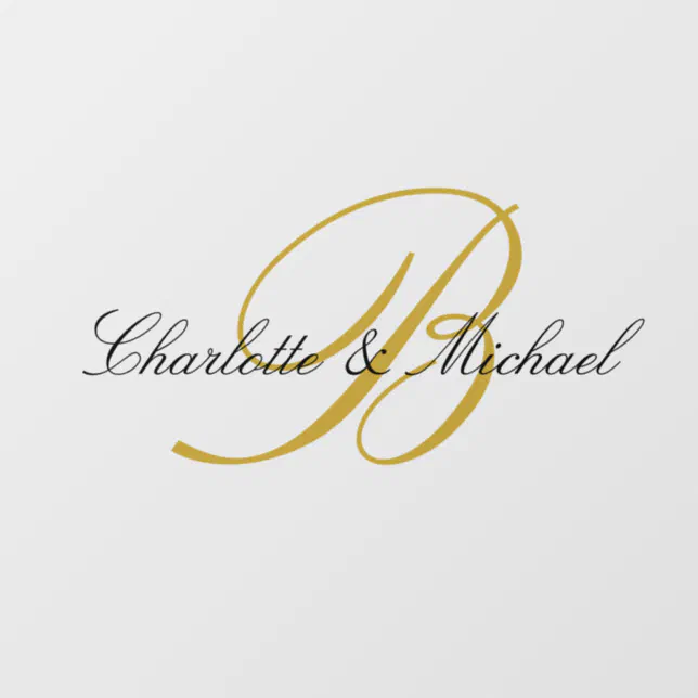 Wedding Gold Monogram Elegant Script Names Floor Decals | Zazzle