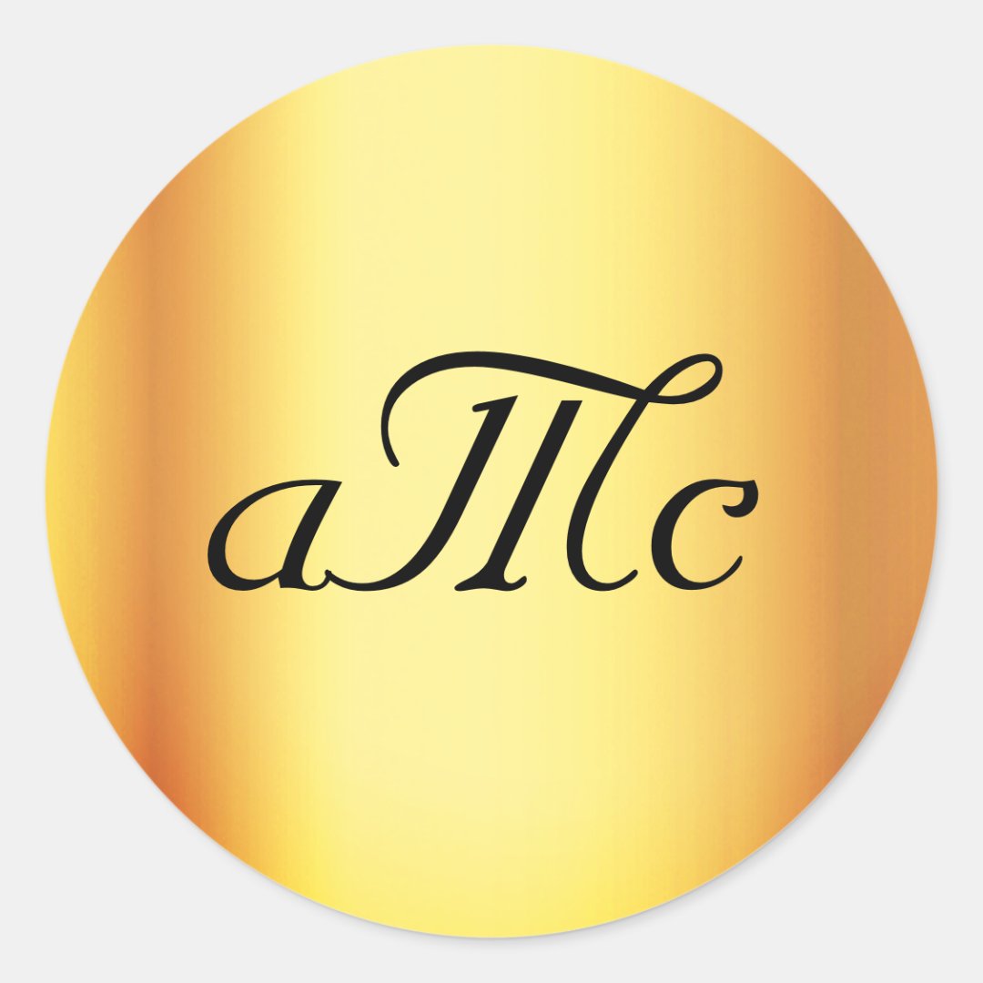 Wedding gold monogram initials luxurious classic round sticker | Zazzle